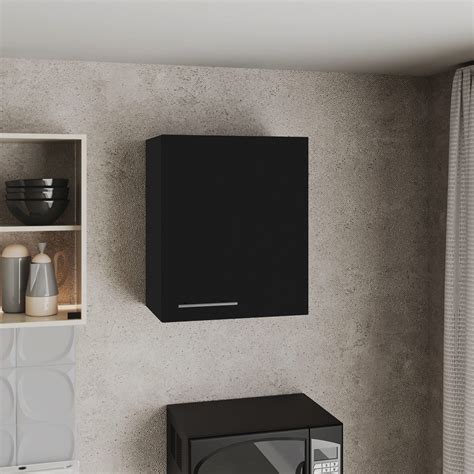 Black Wall Mounted Cabinet Crisp Black Finish Fsc And Tsca
