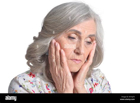 Sad Senior Woman Isolated Stock Photo Alamy