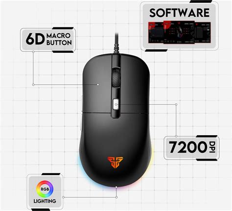 Проводная игровая мышь Fantech Vx9s Kanata Rgb подсветка скорость 60 Ips ускорение 20g