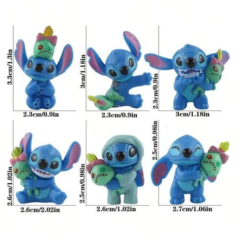 Pe As Conjunto De Brinquedo Decorativo Com Miniaturas Fofas Da Personagem Stitch Desenhos