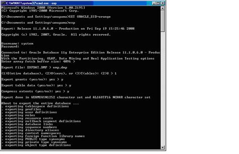 Oracle Export Utility And Troubleshooting Exp Exe Tibbsforge