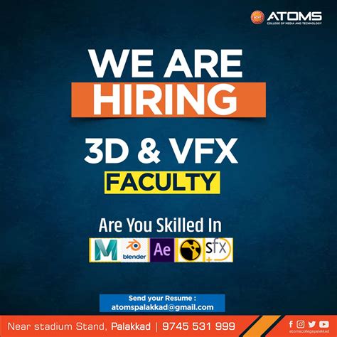 Ajai Sekhar On Linkedin We Are Hiring 📍 3d And Vfx Faculty Software Knowledge 3d Maya And Blender