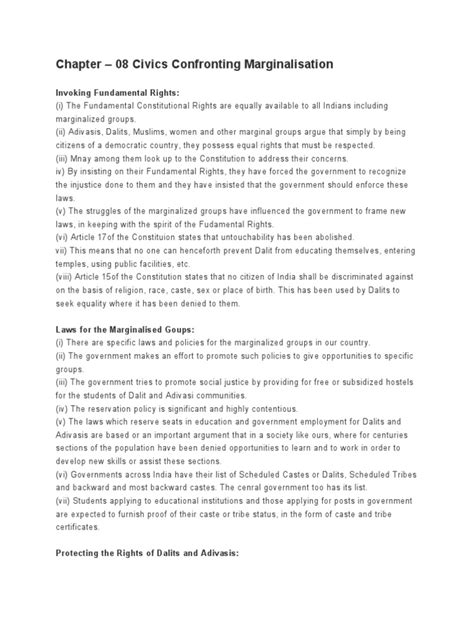 Chapter 8 Civic Confronting Marginalisation Pdf Dalit Social