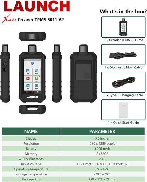 LAUNCH Creader TPMS 5011 V2 Tire Pressure Detector Tool