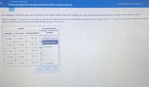 Solved State Of Matter Understanding How Average Molecular