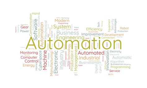 클라우드 제어 혁신 벡터 일러스트 레이 션의 자동화 전자 소프트웨어 산업 엔지니어링 생산 시스템에 대한 단어 구름 배경 개념 프리미엄 벡터