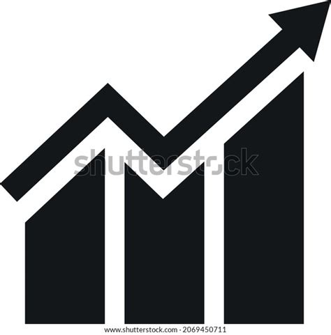 Growing Bar Graph Icon Black On Stock Vector Royalty Free 2069450711