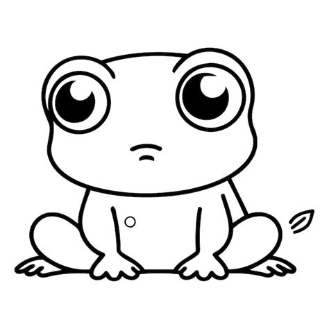 슬픈 눈을 가진 개구리 귀여운 만화 캐릭터 ⁇ 터 일러스트 프리미엄 Ai 생성 벡터