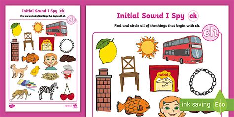 Editable Initial Sounds I Spy Activity Digraph Ch Twinkl