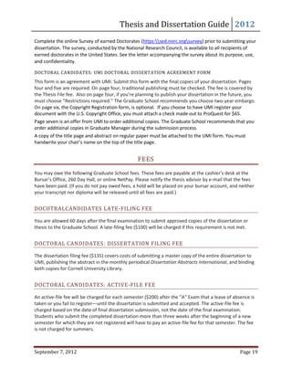 Thesis And Dissertation Guide 2013 According To Cornell University PDF