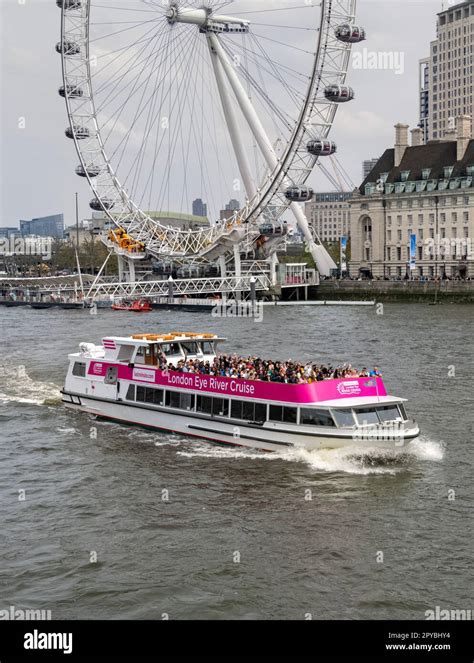 London Eye River Cruise Pleasure Boat With London Eye In The Background