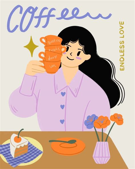 커피에 대한 고백 커피사랑일러스트일러스트레이터일러스트레이터레나illustillustratorcoffee 2024