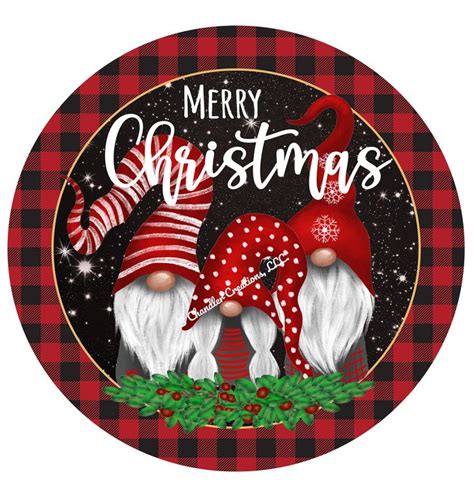 Merry Chrismtas Wreath Signchristmas Gnome Wreath Signmetal Wreath Signround Wreath Sign