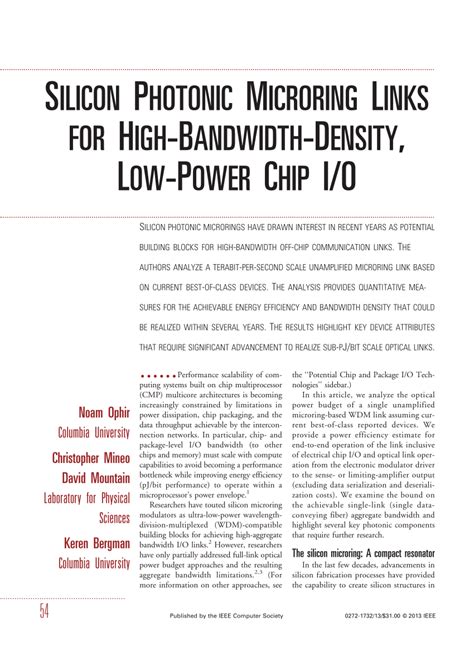 Pdf Silicon Photonic Microring Links For High Bandwidth Density Low Power Chip Io