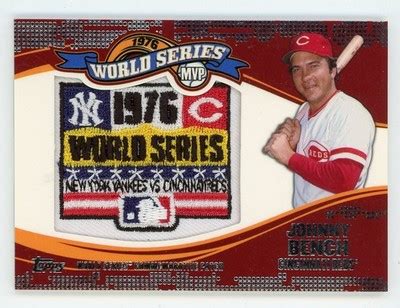 2014 Topps Johnny Bench Cincinnati Reds World Series Manufactured Patch