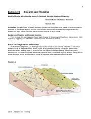Lab Streams Docx Exercise Streams And Flooding Modified From A Lab Written By James S