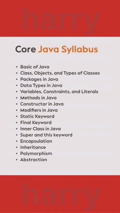 Core Java Syllabus Java Javascript Iit Jee Jeemains Iitkanpur