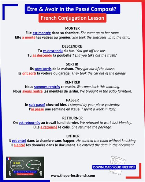 Verbs Conjugated With Être And Avoir In The Passé Composé French