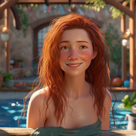 Hermosa Niña Personaje Dibujos Animados Disney O Pixar Rojo Cabello