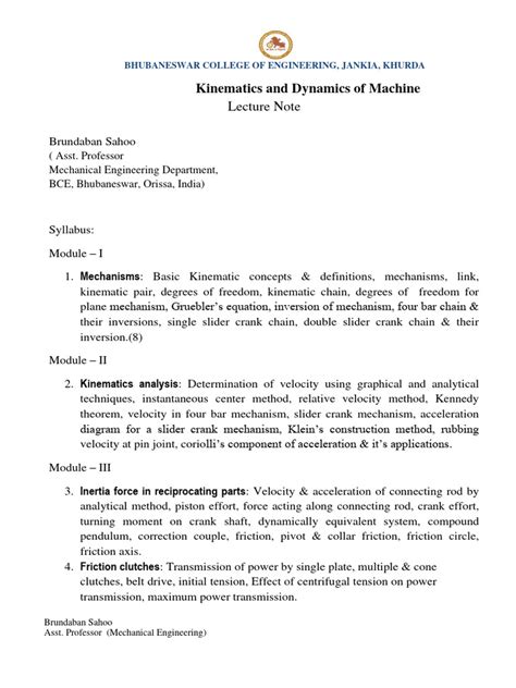 Kinematics And Dynamics Of Machine Pdf Kinematics Acceleration
