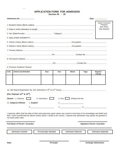 Admission Form Pdf Download Admission Forms 2023