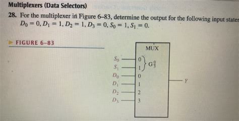 Solved Multiplexers Data Selectors 28 For The Multiplexer Chegg Com