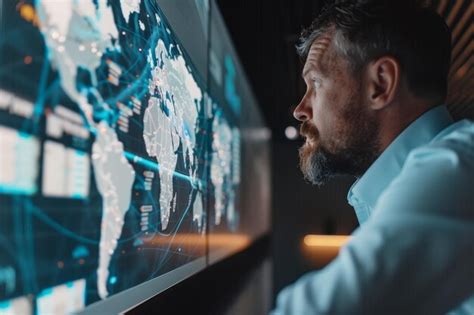 Strategic Planning In Global Trade Logistics With Interactive Digital Display For Modern Office