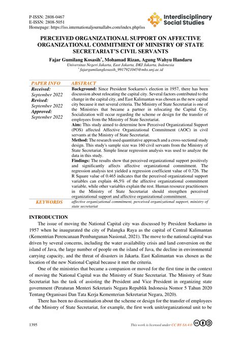 Pdf Perceived Organizational Support On Affective Organizational