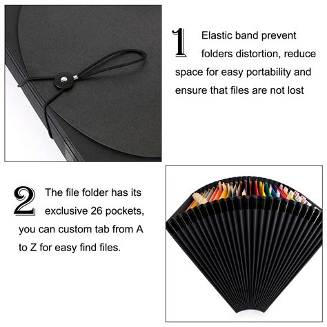 26 Pockets Accordian File Organizer Letter Size Expandable File Folder Portable Expanding