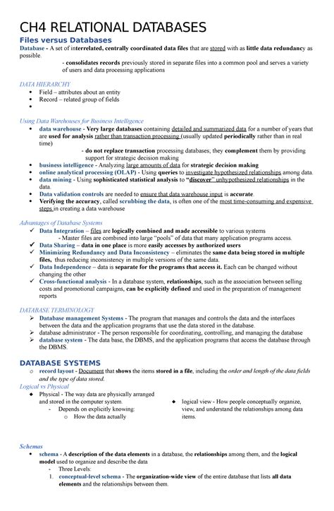 Ais Ch4 Lecture Notes Cited From Romney Ch4 Relational Databases Files Versus Databases