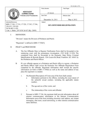 Fillable Online Corrections Ky Sex Offender Registration Doc Kentucky Department Of
