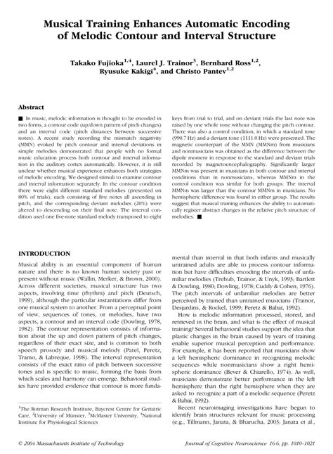 Pdf Musical Training Enhances Automatic Encoding Of Melodic Contour