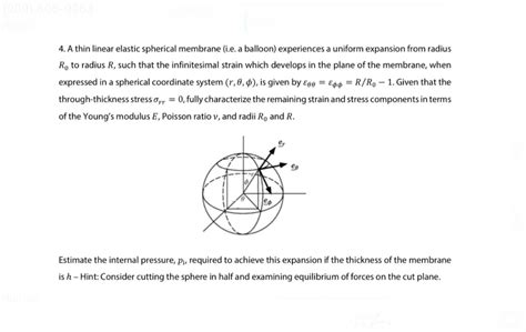 Solved A Thin Linear Elastic Spherical Membrane Ie ﻿a