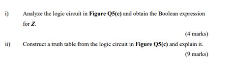 Solved I Analyze The Logic Circuit In Figure Q5e And