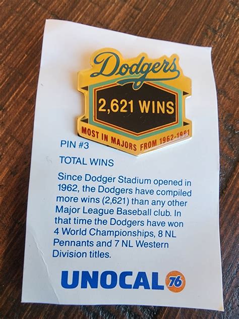 1992 Los Angeles Dodgers Mlb Unocal 76 Pin 3 Total Wins Ebay