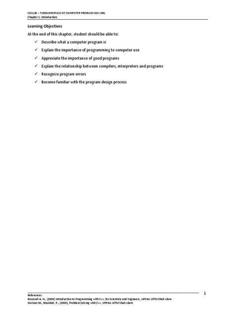 Learning Objectives Csc128 Fundamentals Of Computer Problem Solving