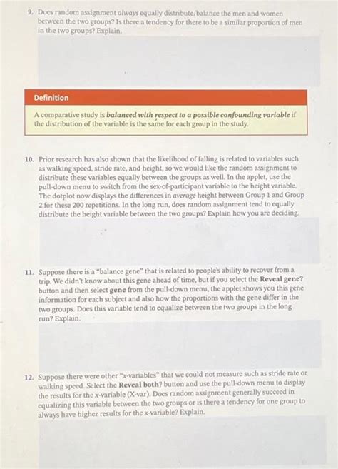 Solved 9 Does Random Assignment Ahways Equally