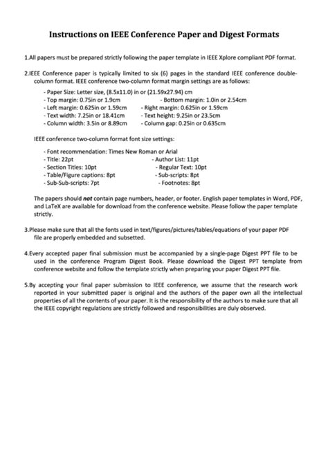 Ieee Paper Format Instruction Printable Pdf Download