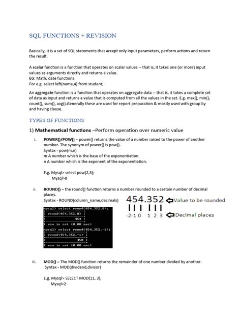 Sql Functions Notes Pdf Parameter Computer Programming Exponentiation