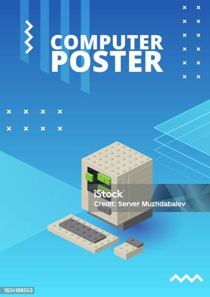 인쇄 및 디자인을위한 복고풍 컴퓨터 포스터 벡터 일러스트 레이 션입니다 3차원 형태에 대한 스톡 벡터 아트 및 기타 이미지 3차원 형태 0명 개념 Istock
