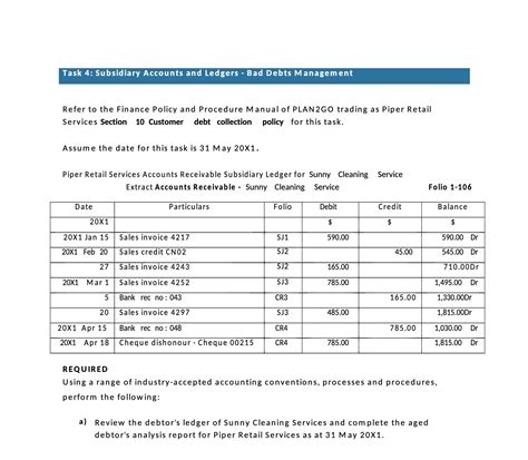 [solved] Task 4 Subsidiary Accounts And Ledgers Bad Debts Management Course Hero