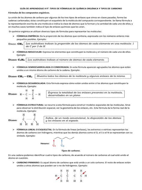 Guía 9 Tipos De Fórmulas De Química Orgánica Y Tipos De Carbono Pdf Química Sustancias Guía 9 Tipos De Fórmulas De Química Orgánica Y Tipos De Carbono Pdf Química Sustancias