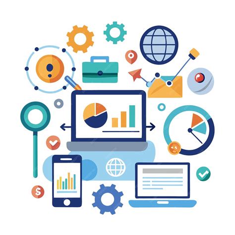 business analytics and data visualization concept with laptop