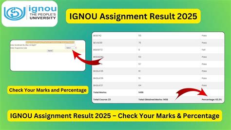 Ignou Assignment Result 2025 Check Your Marks And Percentage Online