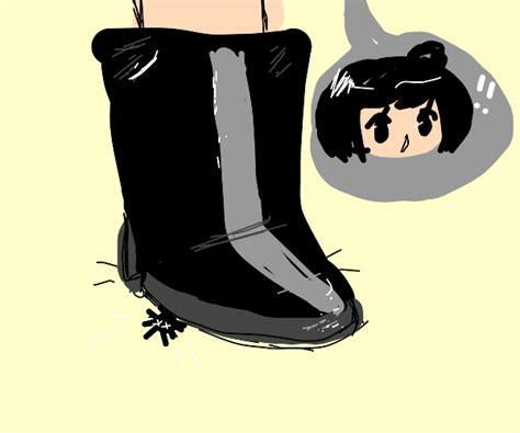 A Woman Stomping On A Bug Drawception