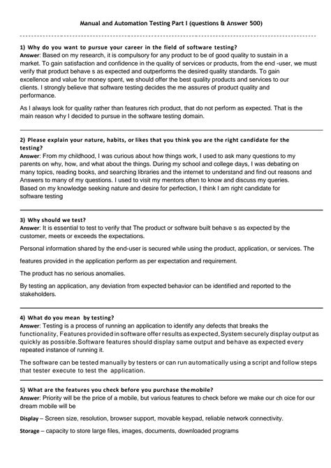 SOLUTION Manual And Automation Testing Questions And Answers Studypool