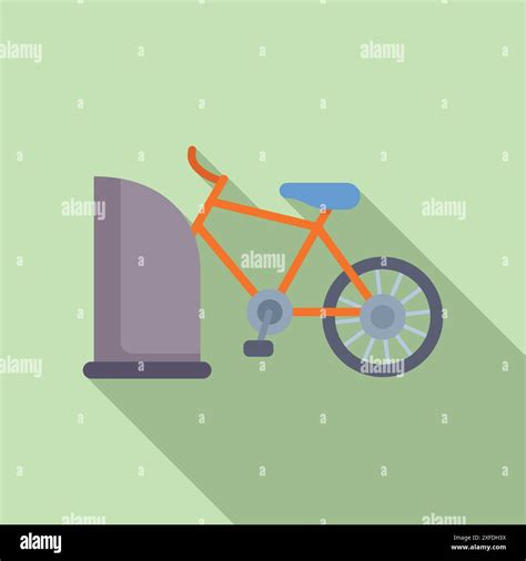 Orange Bicycle Parked On The Street Using Bike Rack Stock Vector Image