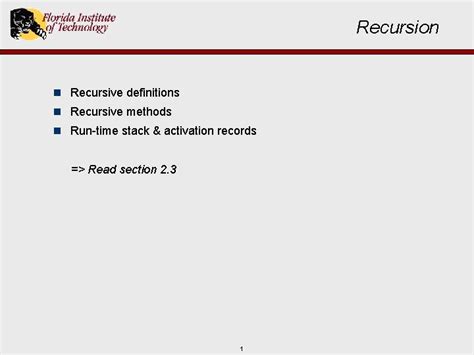 recursion n recursive definitions n recursive methods n