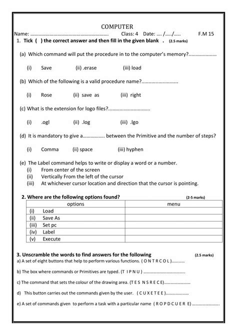 Worksheet For Class 4 Notes Learnpick India