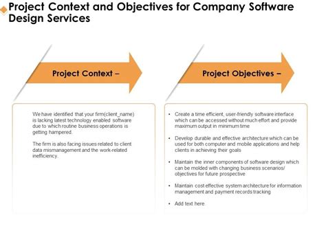 Software Development Project Context And Objectives For Company Software De